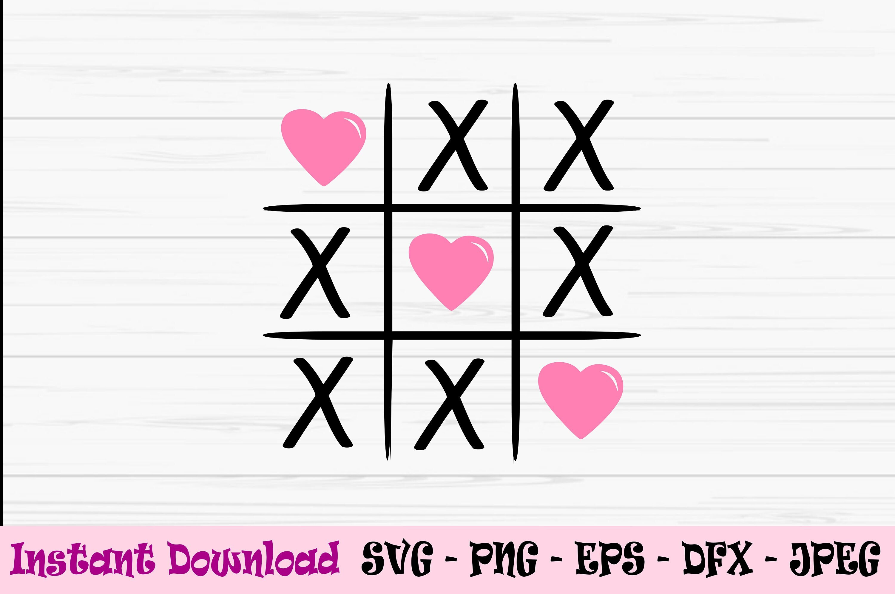 Tic Tac Toe Svg Valentines Day Svg Hugs and Kisses Svg Dxf - Etsy