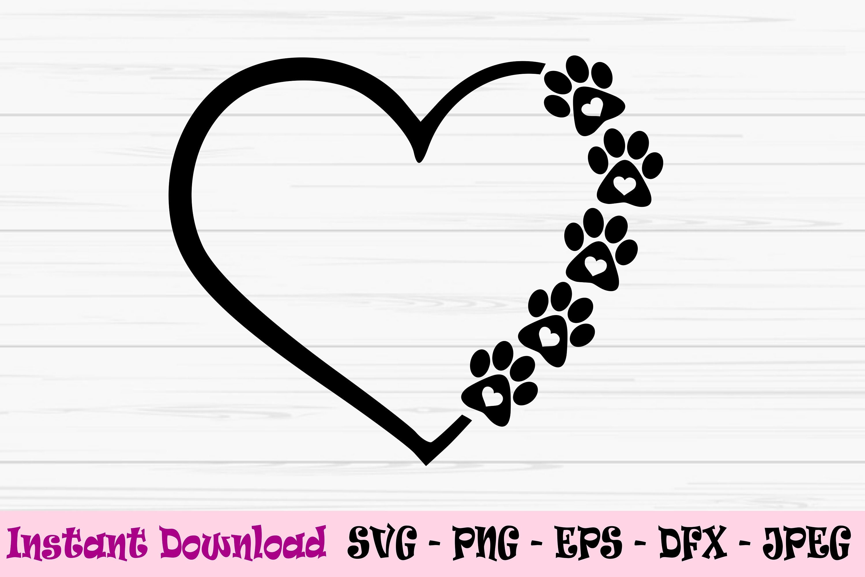 Paw Print Heart Svg Dog Paw Heart Svg Cat Paw Heart Svg - Etsy