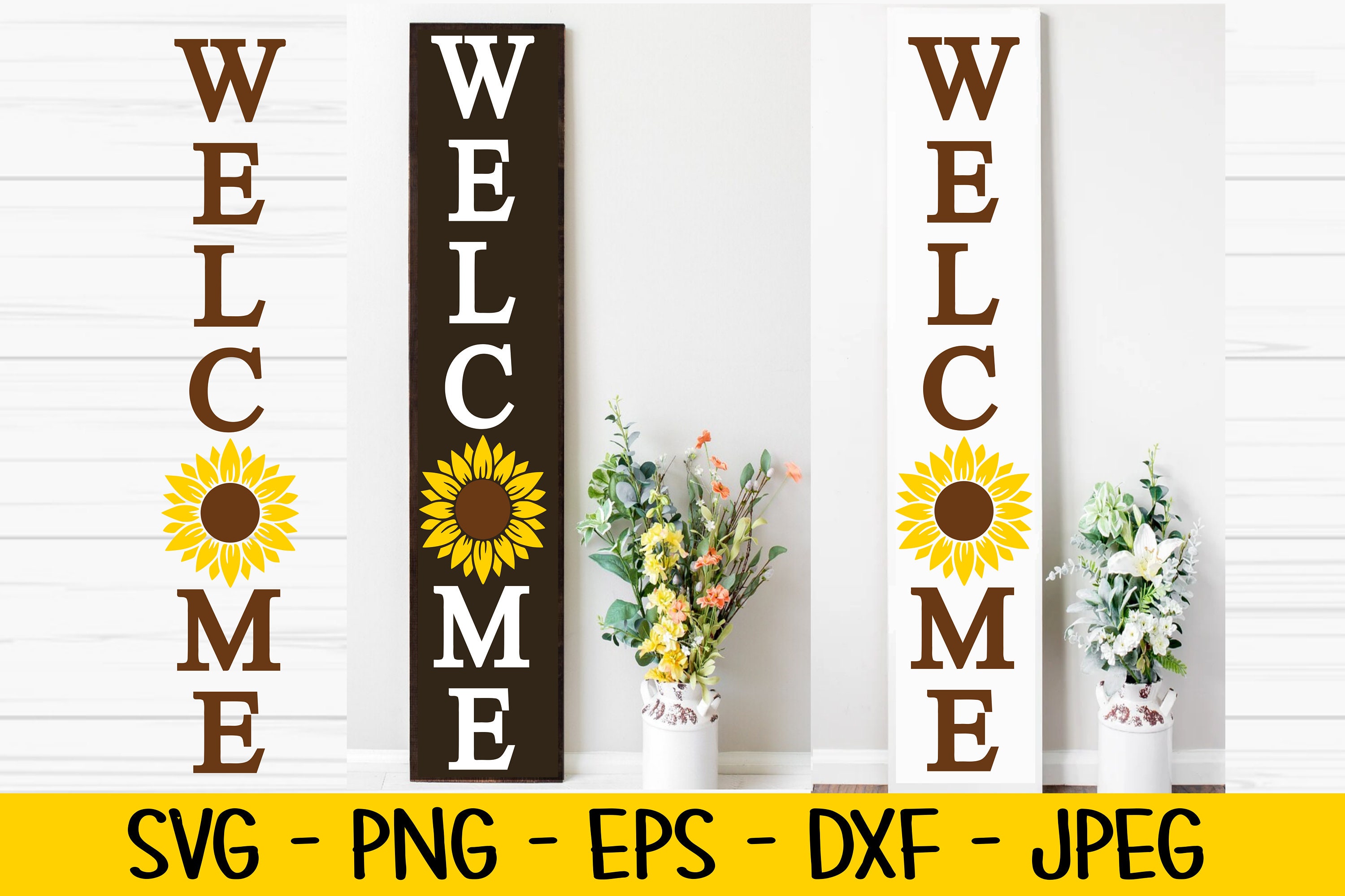 Welcome Porch Sign Svg, Summer Svg, Sunflower Svg, Dxf, Png, Eps, Jpeg ...