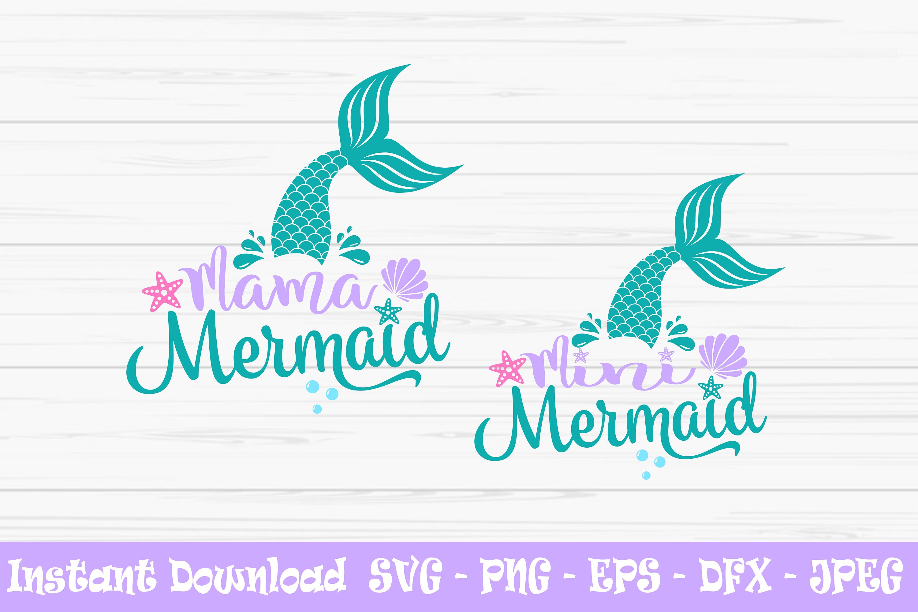 Mini Mermaid Svg, Mama Mermaid, Summer Svg, Mommy and Me Svg, Dxf, Png ...