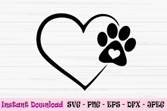 Paw Print Heart Svg Dog Paw Heart Svg Cat Paw Heart Svg | Etsy