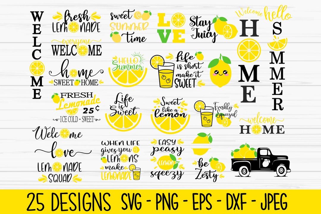 Lemon Bundle Svg, Summer Svg, Lemon Svg, Dxf, Png, Eps, Jpeg, Cut File ...