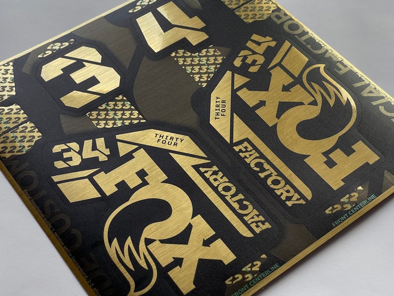 Fox 34 Decals Factory Sticker Silver Chrome Kashima Gold Oil Slick ...