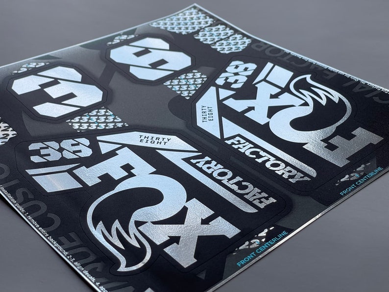 Fox 38 Decals Factory Sticker Silver Chrome Kashima Gold Oil Slick ...