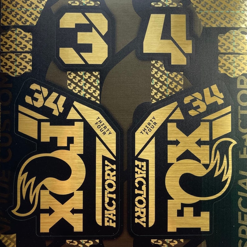 Fox 34 Decals Factory Sticker Silver Chrome Kashima Gold Oil Slick ...