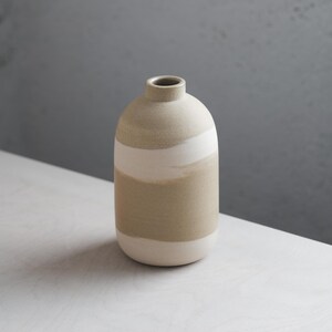 Handmade Marbled Stoneware Vase – Beige & White Minimalist Decor - Etsy