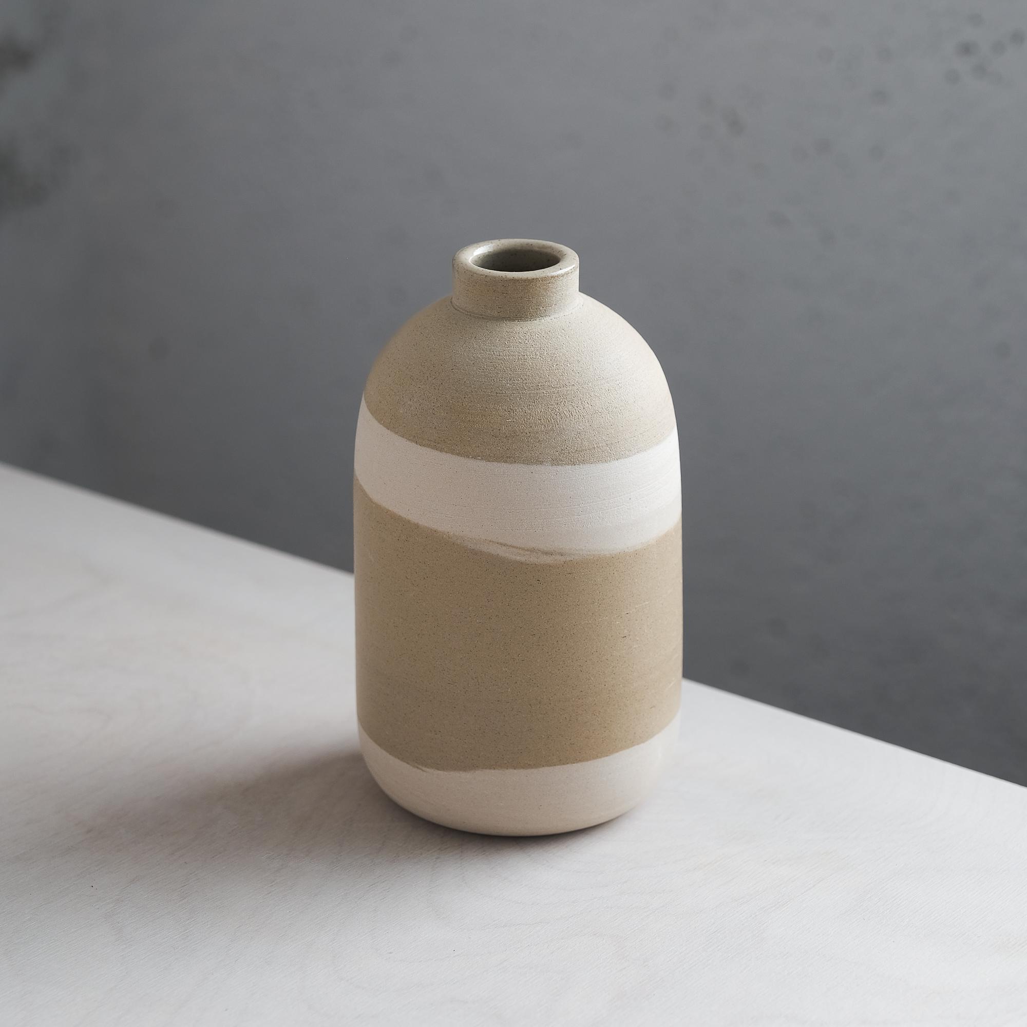Handmade Marbled Stoneware Vase – Beige & White Minimalist Decor - Etsy