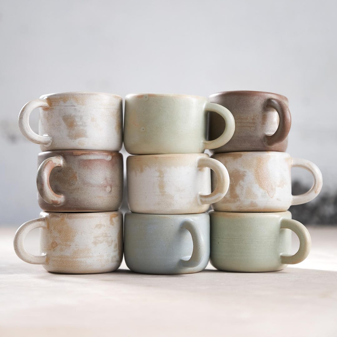 Handmade Stoneware Espresso Cup, Small Ceramic Coffee Mug, Glazed ...