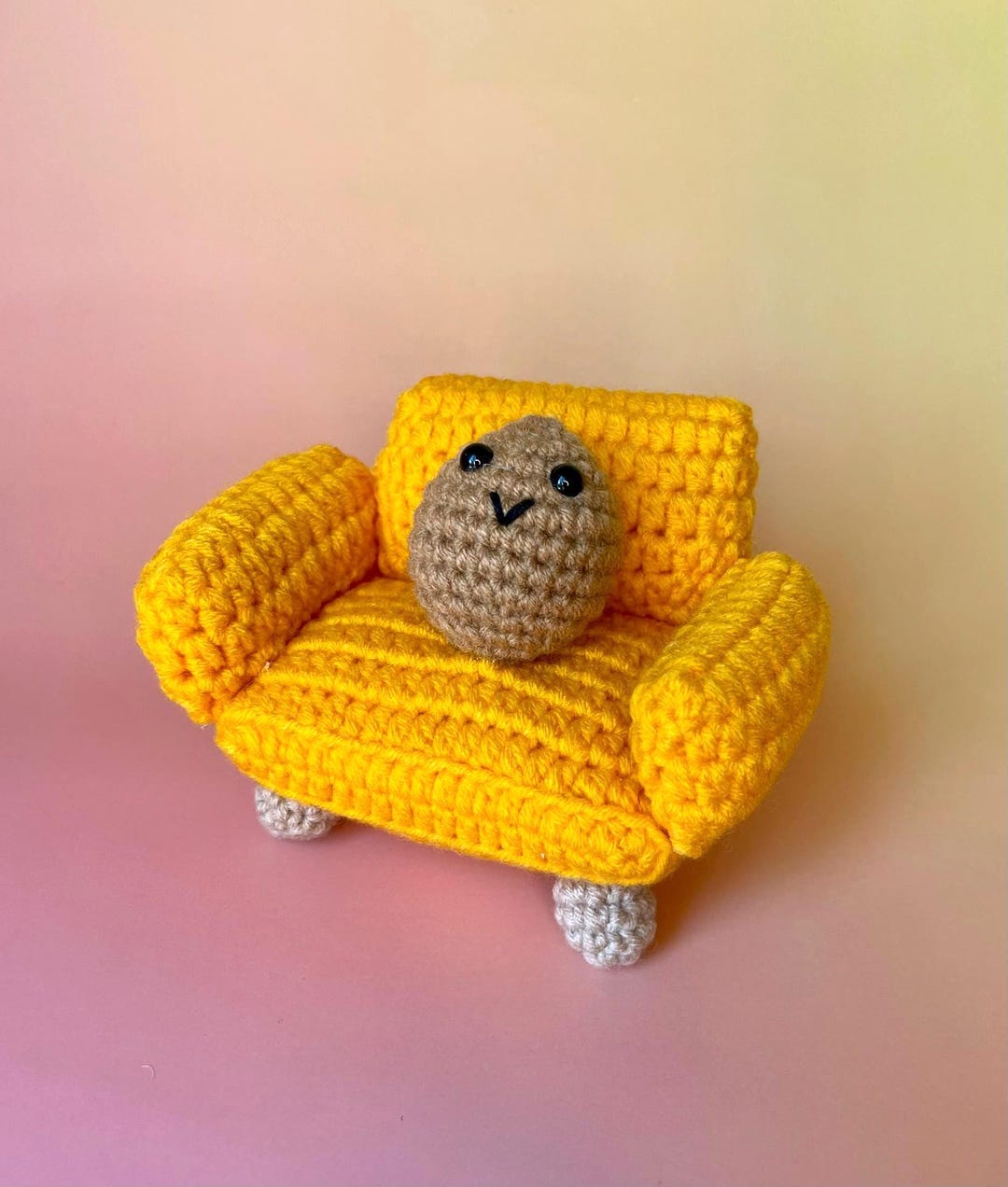 Positive Potato - Crocheted Potato on the Sofa - Your Lucky Charm for a ...