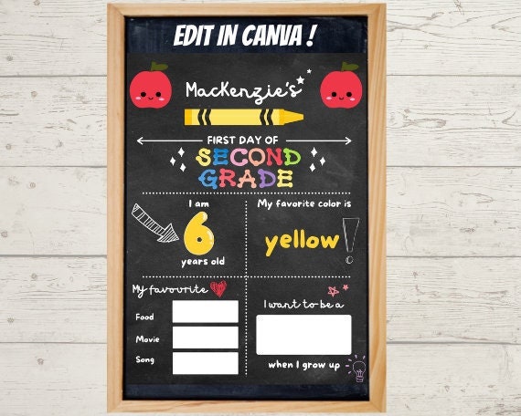 Editable First Day of School Sign Printable Sign First Grade - Etsy