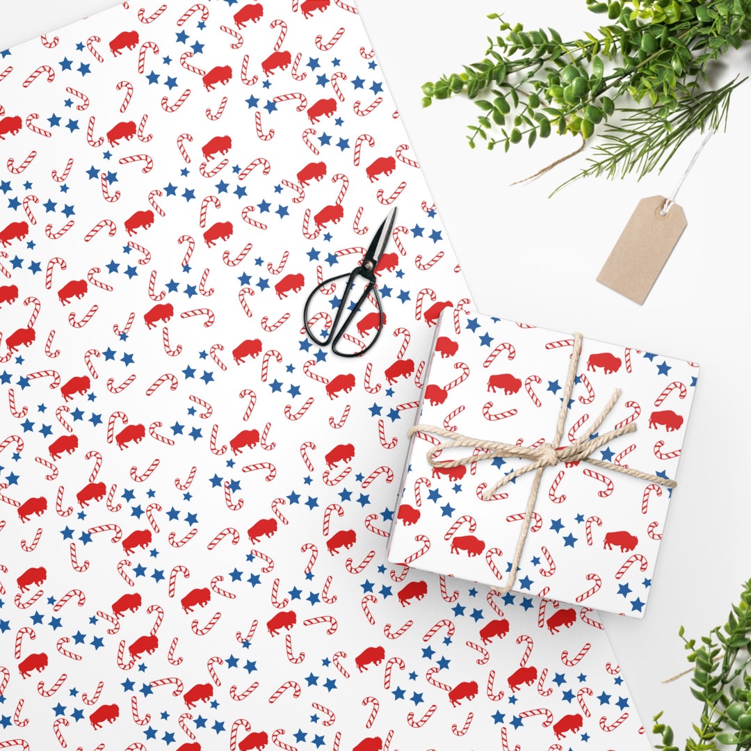 Buffalo Candy Cane Wrapping Paper - Etsy