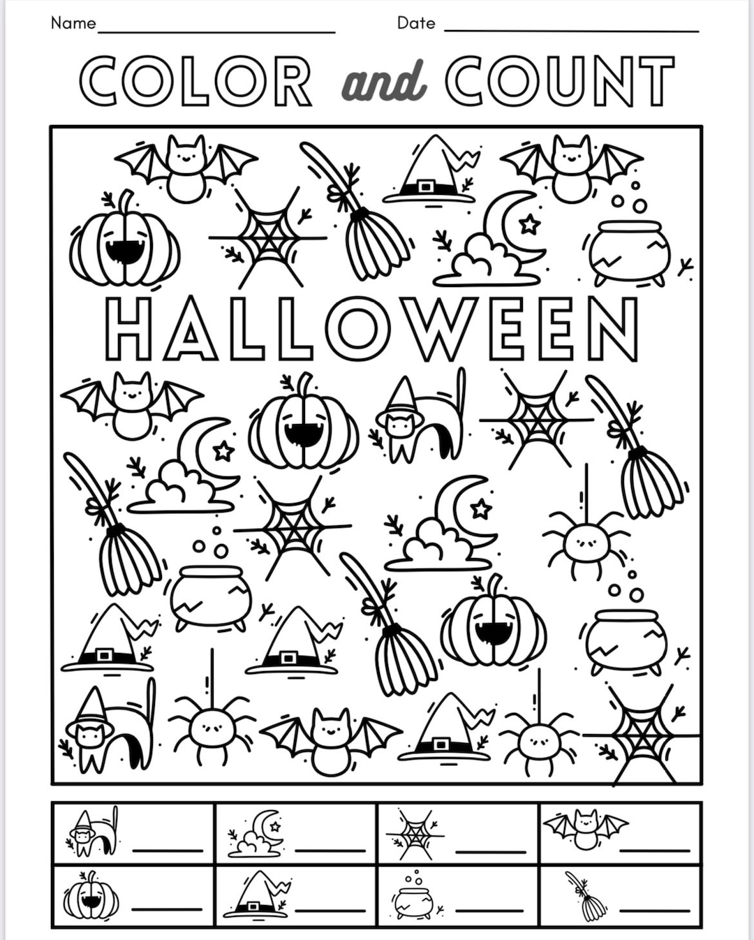 Preschool Halloween Learning Worksheet Digital - Etsy