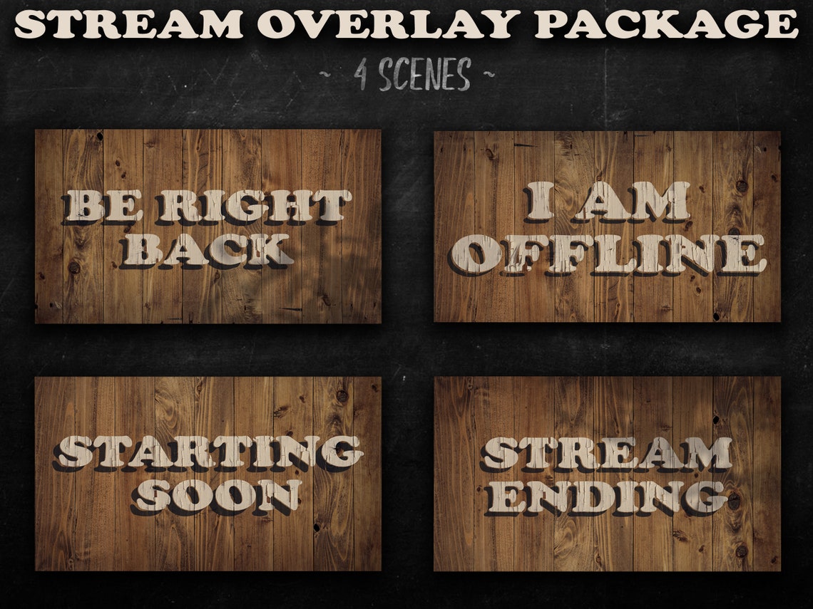 Rustic Wood Twitch Stream Overlay Package | Static Rustic Wood Twitch ...