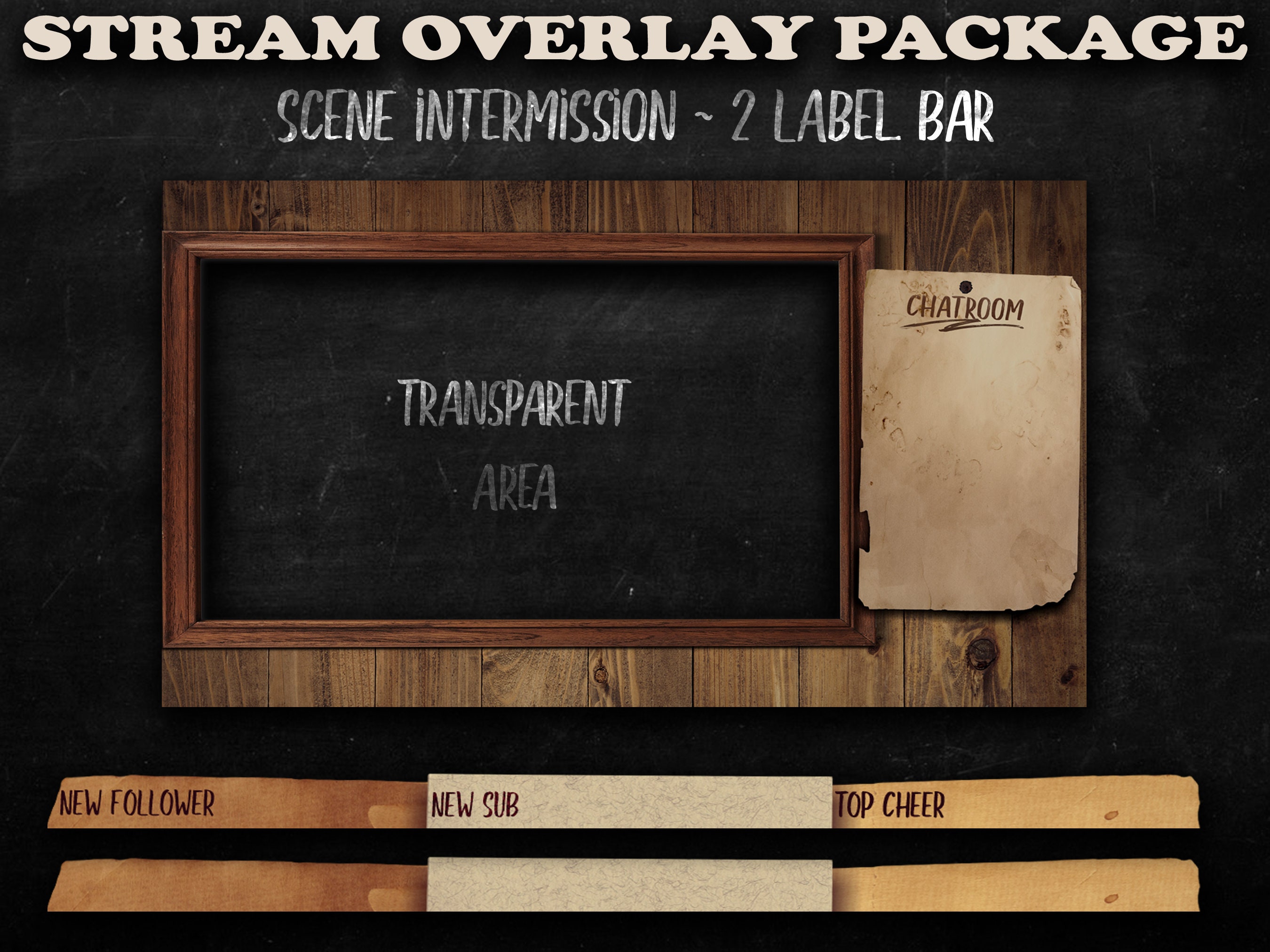 Rustic Wood Twitch Stream Overlay Package | Static Rustic Wood Twitch ...