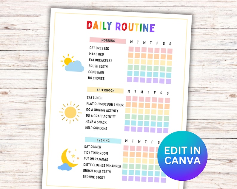 EDITABLE Daily Summer Routine for Kids Printable Summer Schedule Daily ...