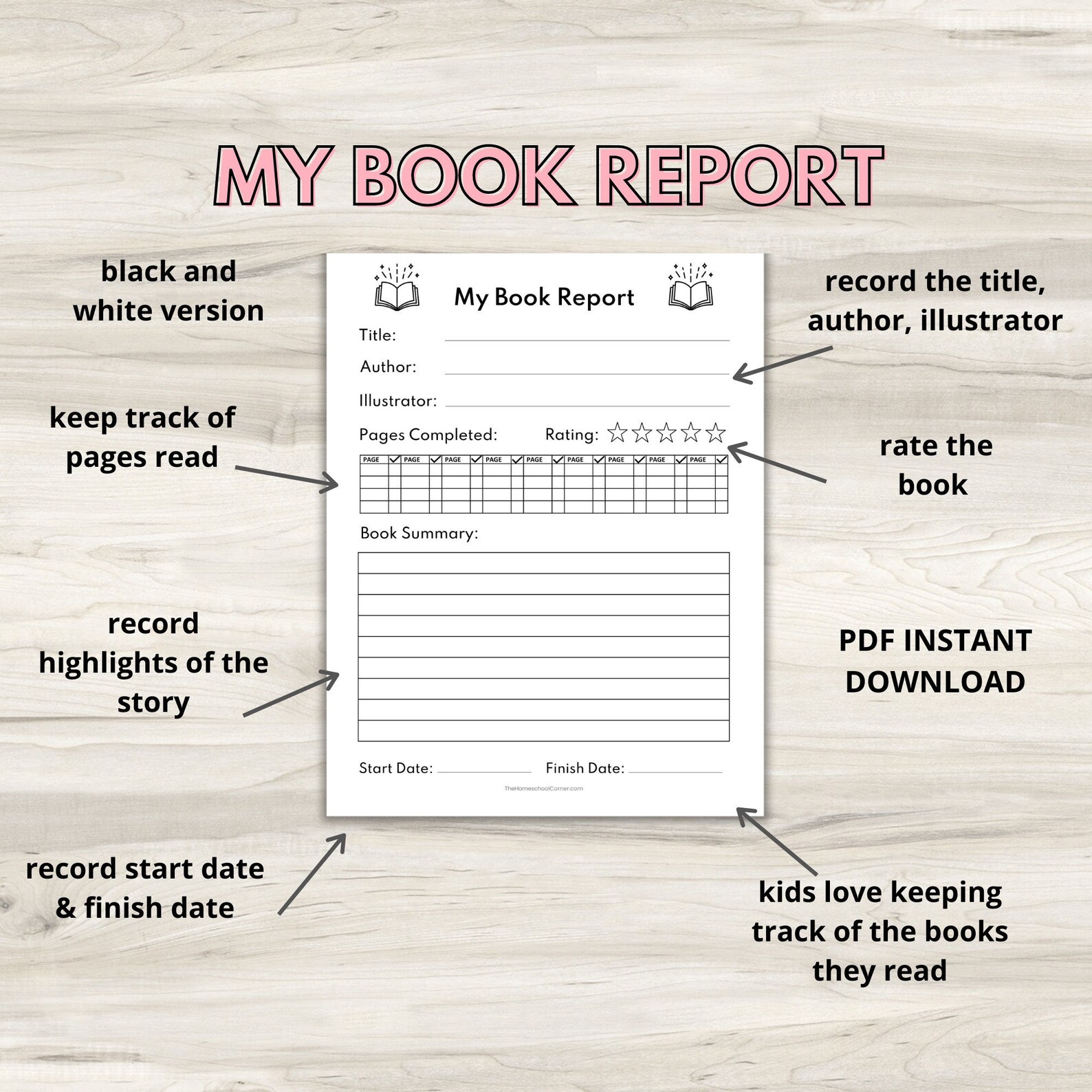 Book Review Template, Book Report Printable, Book Review, Book Review ...