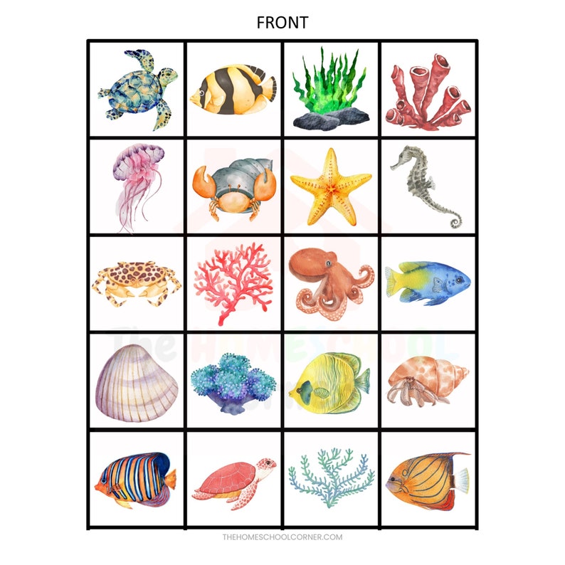 Sea Life Memory Game: Ocean Animals Matching Cards (printable) - Etsy