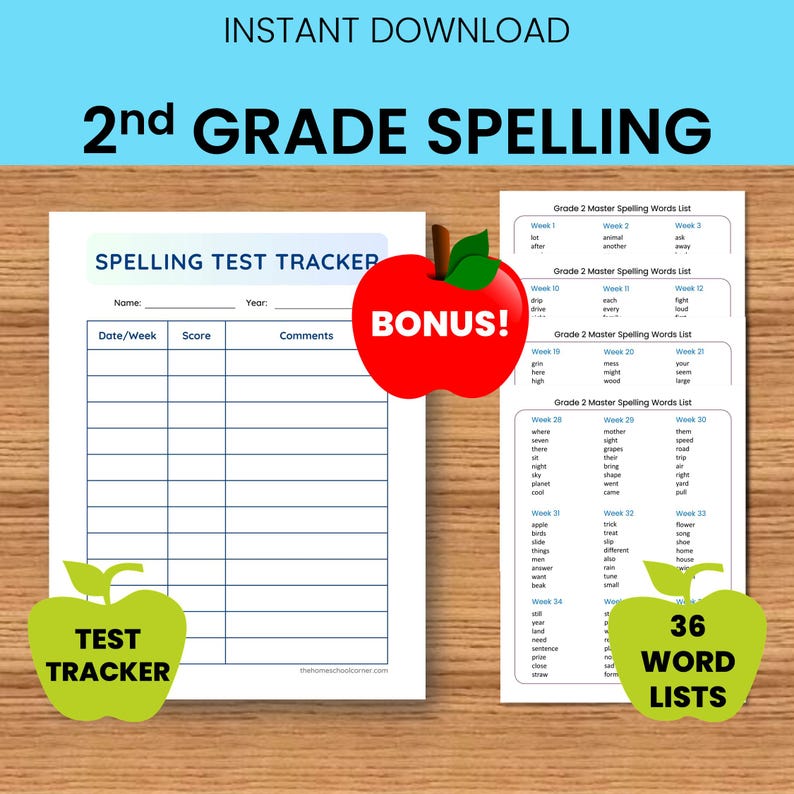 2nd Grade Spelling Worksheets: 36 Weeks of Daily Activities (digital ...