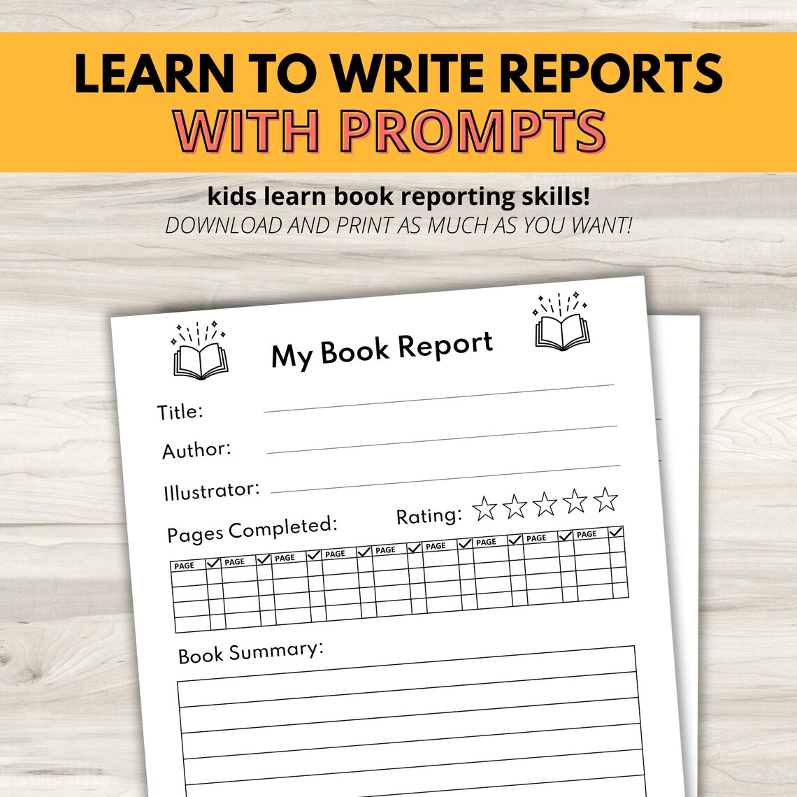 Book Review Template, Book Report Printable, Book Review, Book Review ...