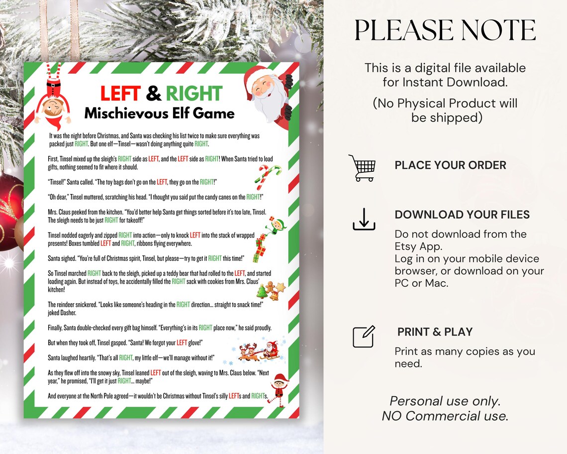 Christmas Left Right Game: Pass the Prize, Pass the Gift, Mischievous ...