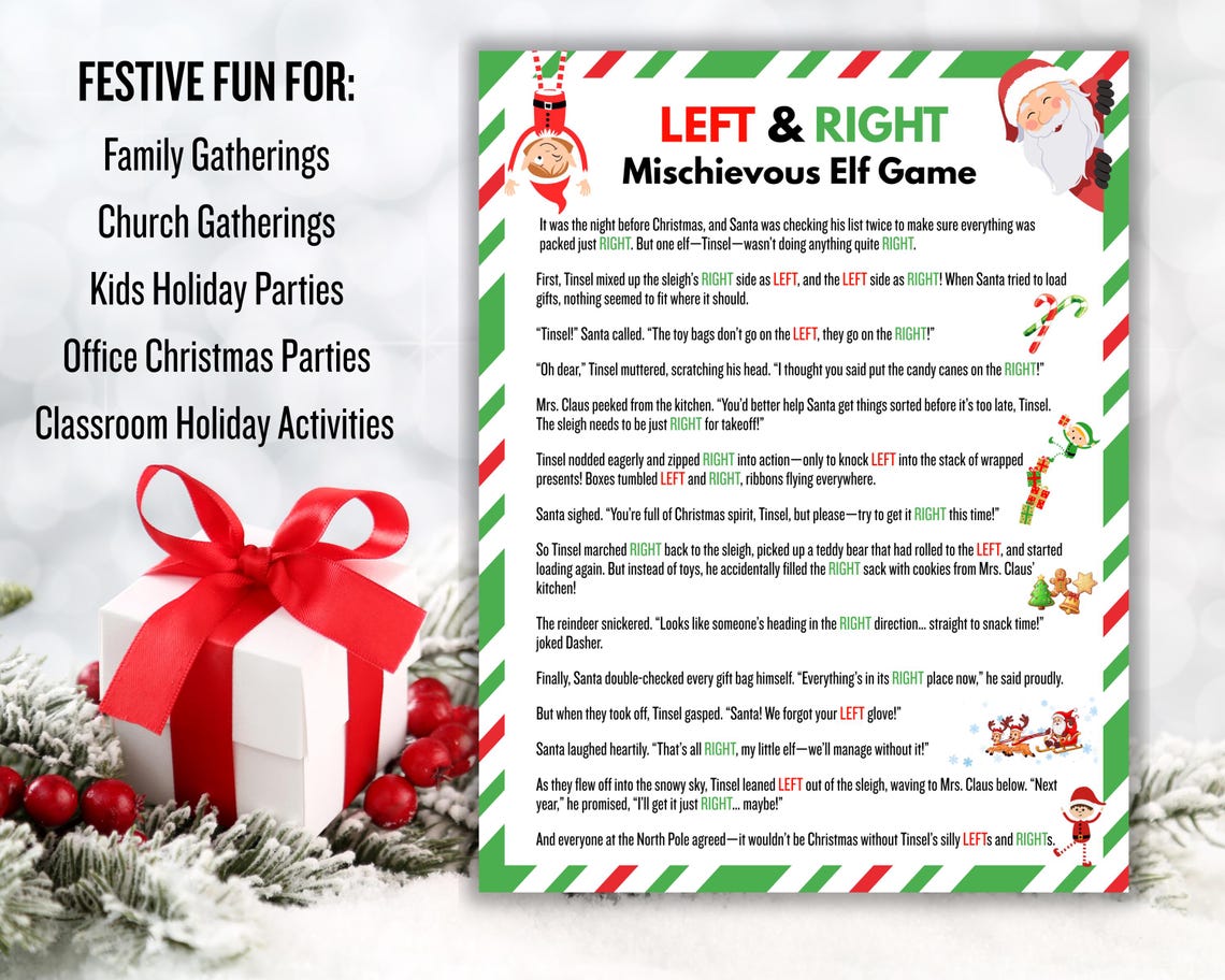 Christmas Left Right Game: Pass the Prize, Pass the Gift, Mischievous ...