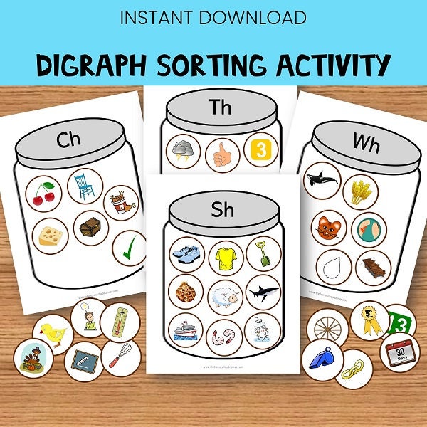 Digraph Sorting Activity: Initial Consonant Sounds, Homeschool ...