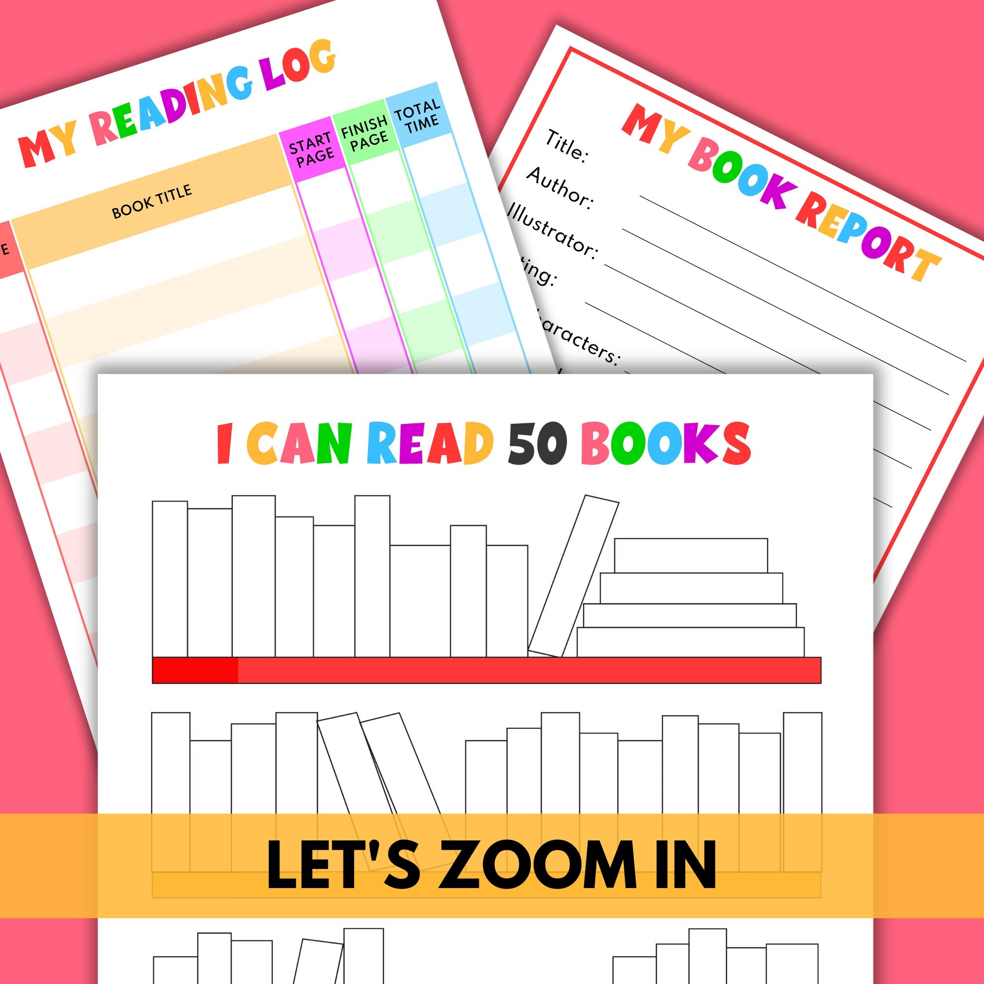Reading Log Bundle, Book Report, Reading Challenge, Visual Book Tracker ...