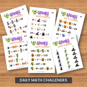Spooky Fun Halloween Math Puzzle Worksheets, Equations Math Strategies ...