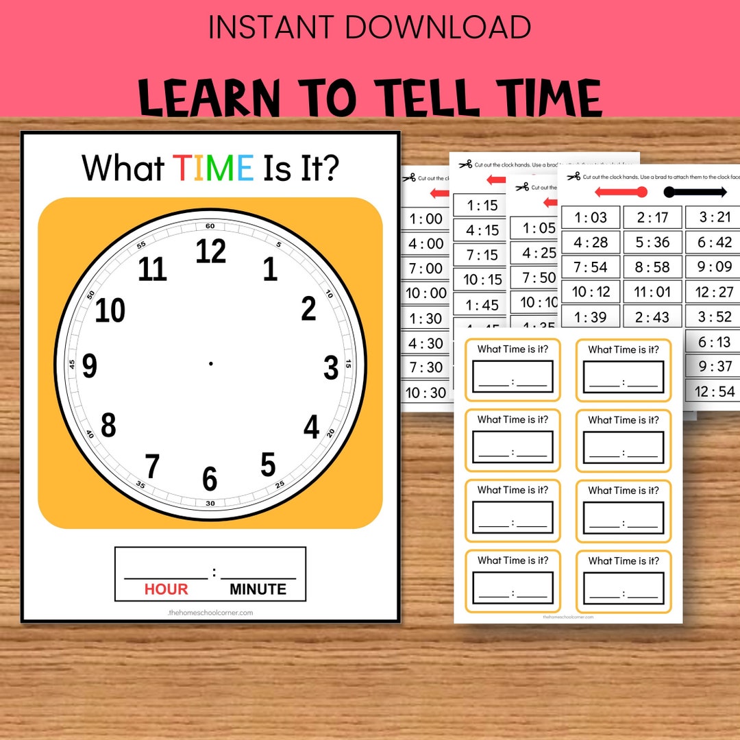Learning to Tell Time, Learning Clock for Kids, Telling Time to Hour ...