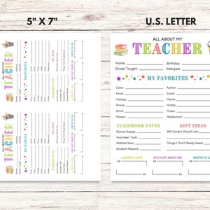 Teacher Favorites Survey: Printable Questionnaire (PDF Download) - Etsy