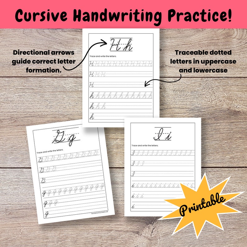 Cursive Handwriting Practice Sheets, Cursive Letters Writing ...