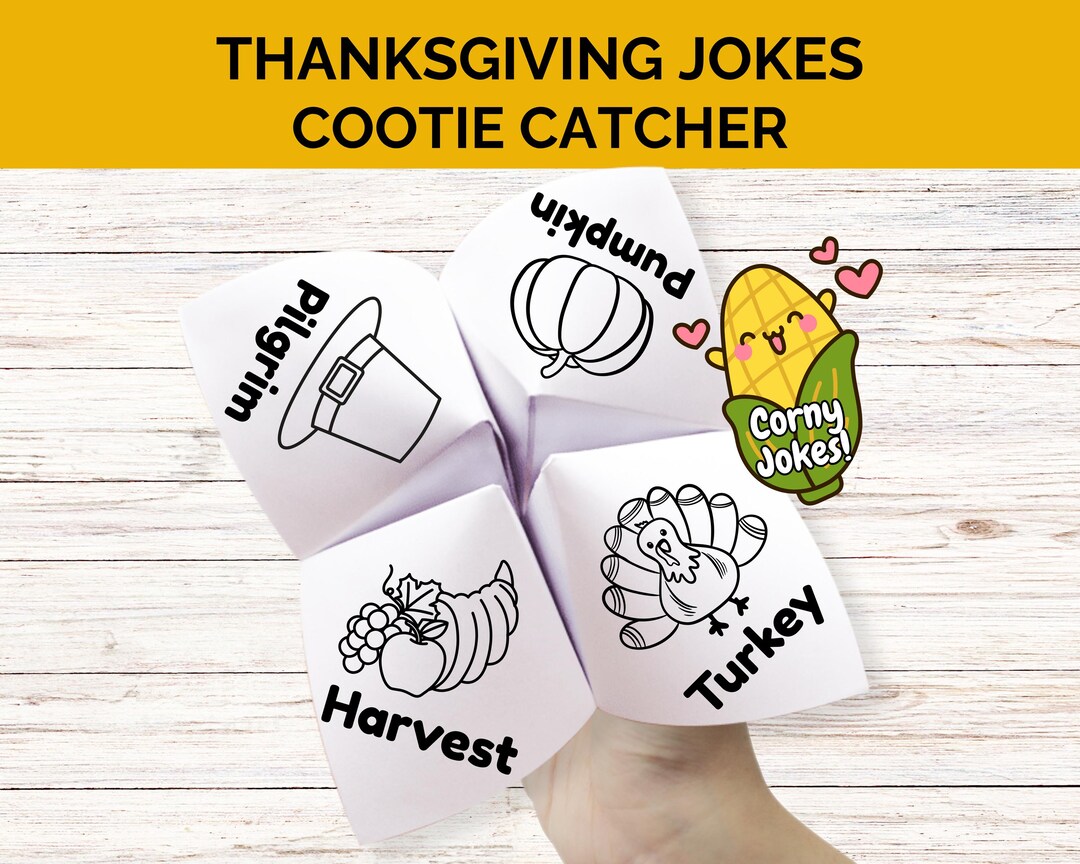 Thanksgiving Jokes Cootie Catcher: Color-your-own Thanksgiving Game ...