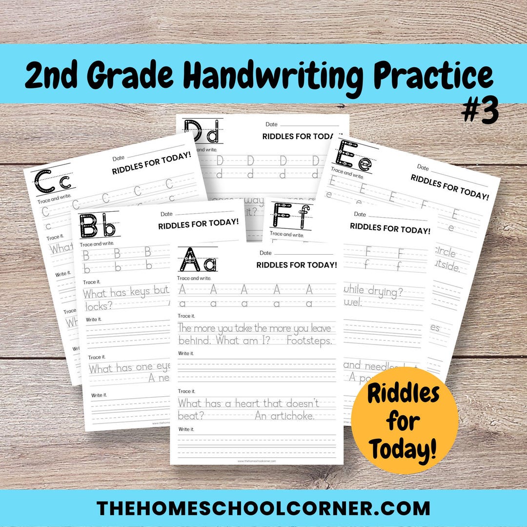 2nd Grade Handwriting Practice #3: Fun Riddles of the Day Print ...