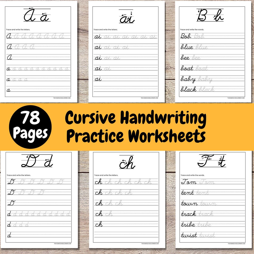 Cursive Handwriting Practice Worksheets for Kids, Cursive Alphabet ...