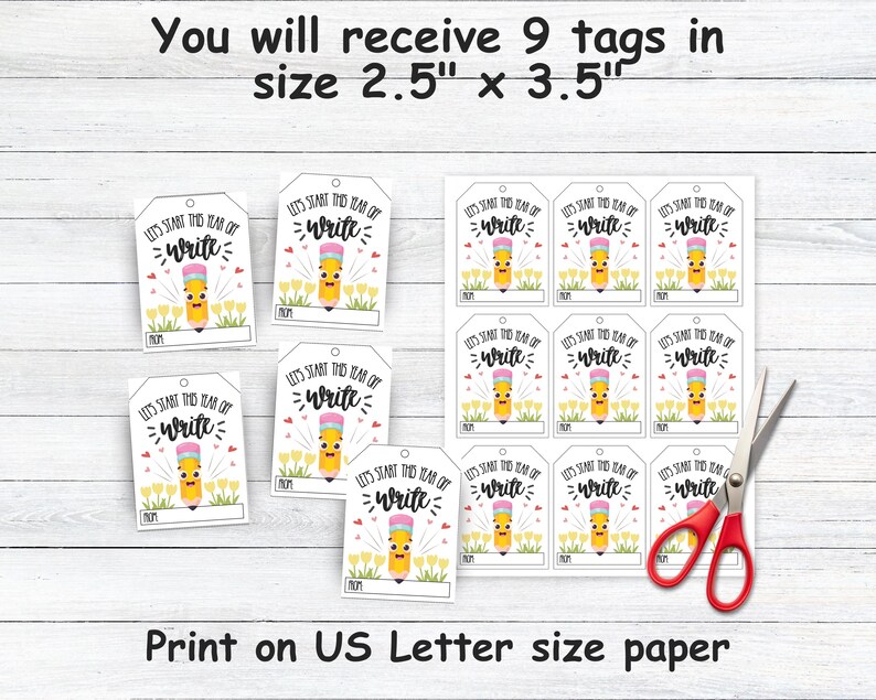 Back to School Pencil Gift Tag, Back to School Gift Tags, First Day of ...