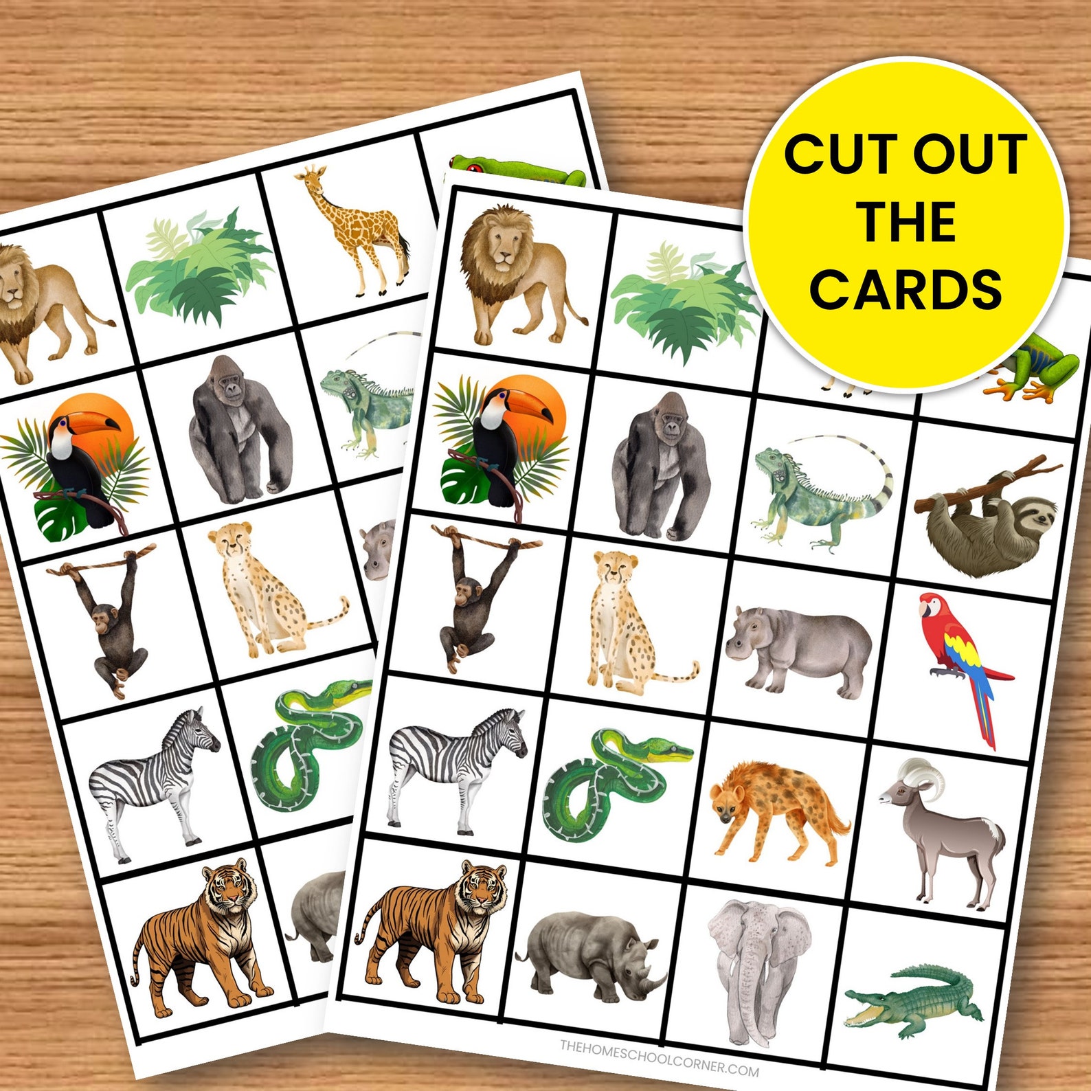 Jungle Life Memory Game for Kids, Matching Pictures, Jungle Animals ...