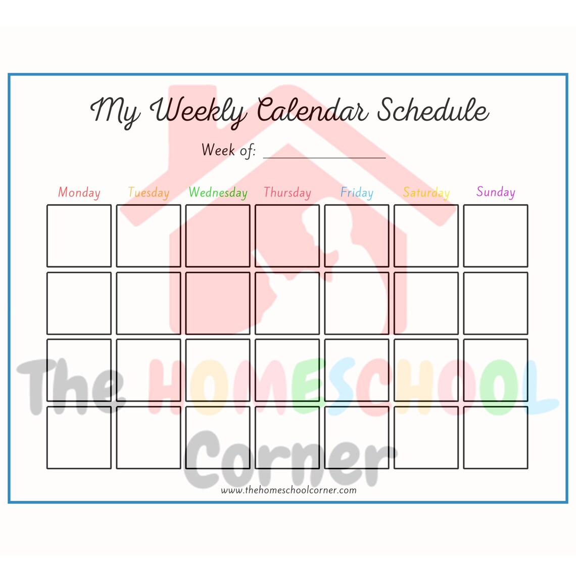 Weekly Kids Calendar, Printable Visual Schedule, Perpetual Calendar ...
