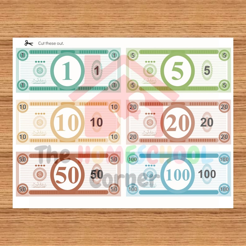 Play Money Printable, Pastel Color, Fake Money, Pretend Money, Party ...