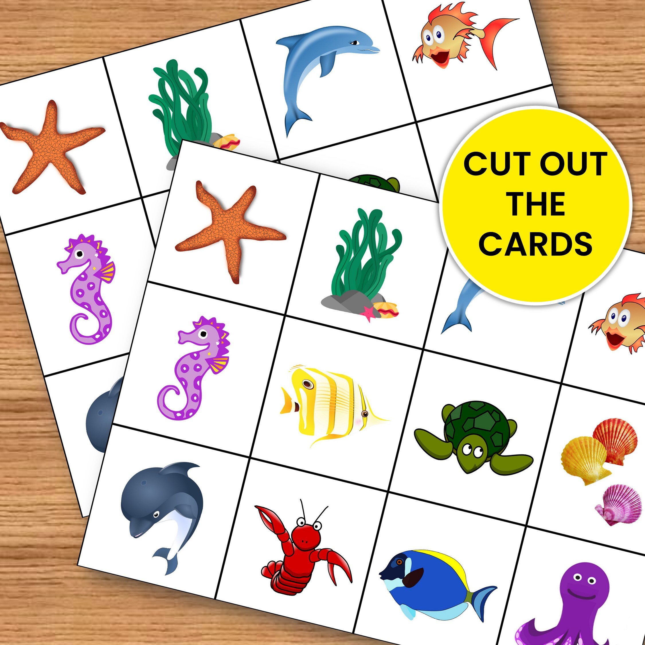 Ocean Life Memory Game, Matching Pictures, Preschool Printables ...