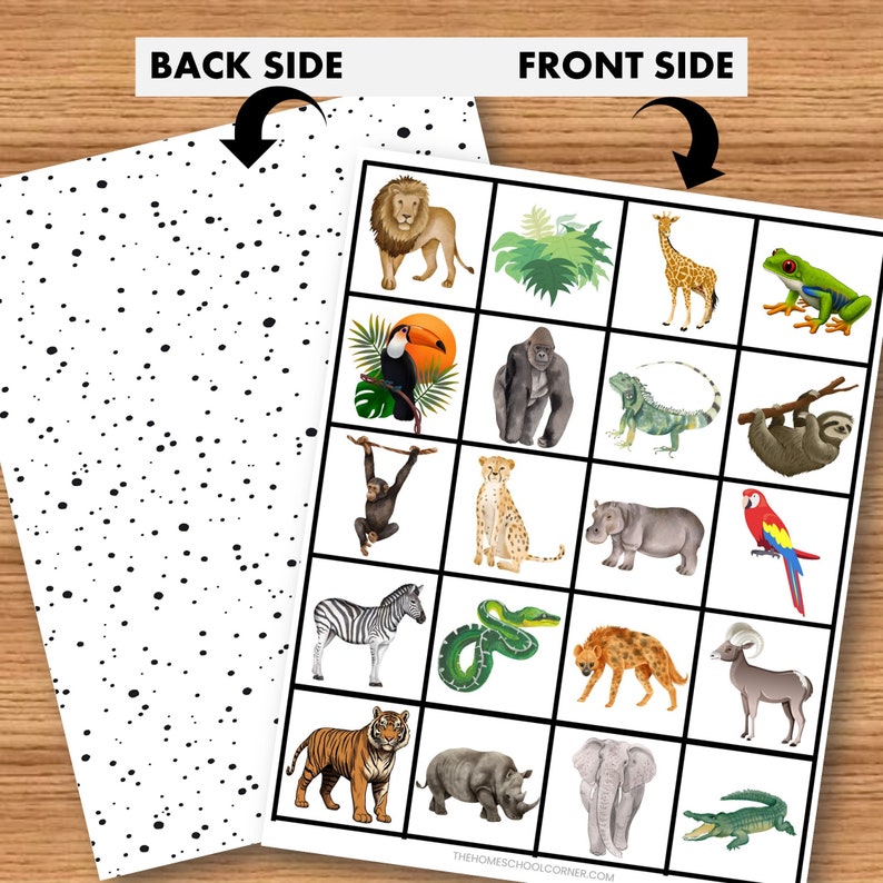 Jungle Life Memory Game for Kids, Matching Pictures, Jungle Animals ...
