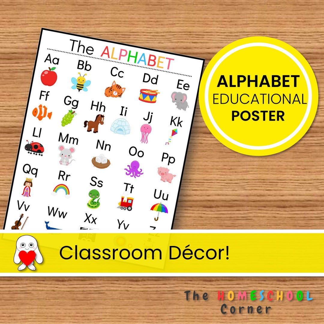 Alphabet Chart, ABC Letters, Alphabet Education Poster, Alphabet ...