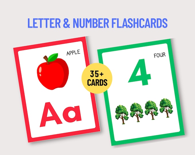 Printable Alphabet & Number Flashcards for Toddlers (digital Download ...