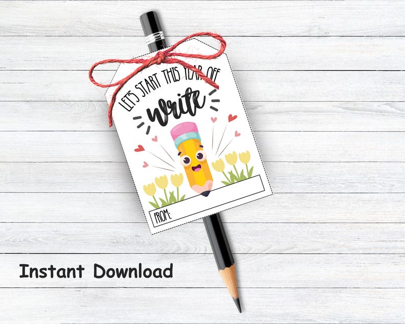 Back to School Pencil Gift Tag, Back to School Gift Tags, First Day of ...