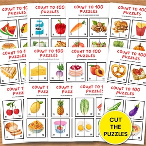 Kindergarten Numbers Count 1 to 100 Puzzles, Match the Foods ...