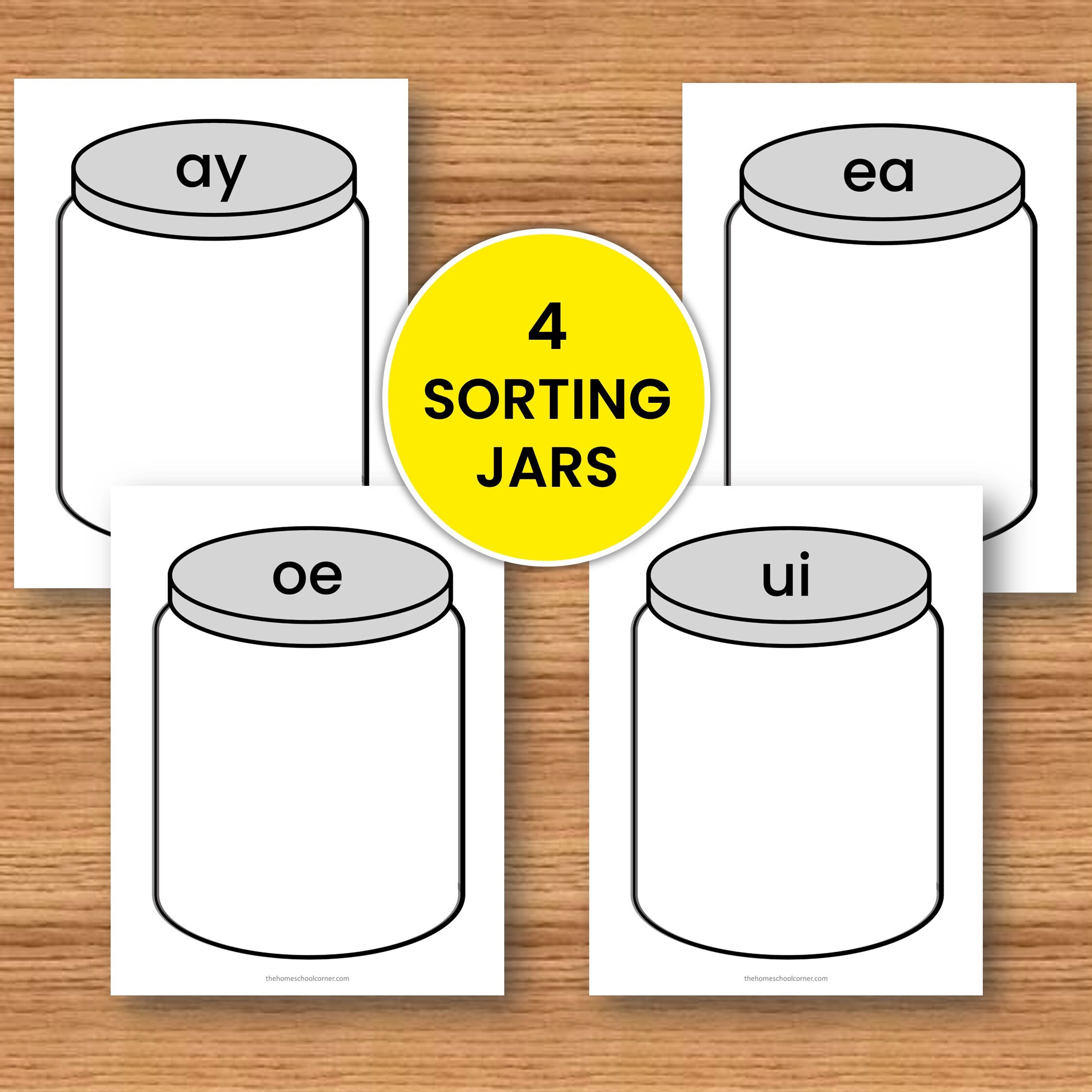 Vowel Digraph Sorting Activity Jars, Long Vowels Ay Ea Oe Ui, Vowel ...