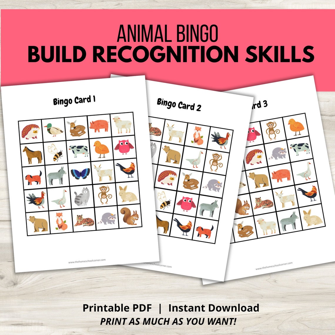 Animal Bingo for Children Printable Bingo Cards 12 Unique - Etsy Canada