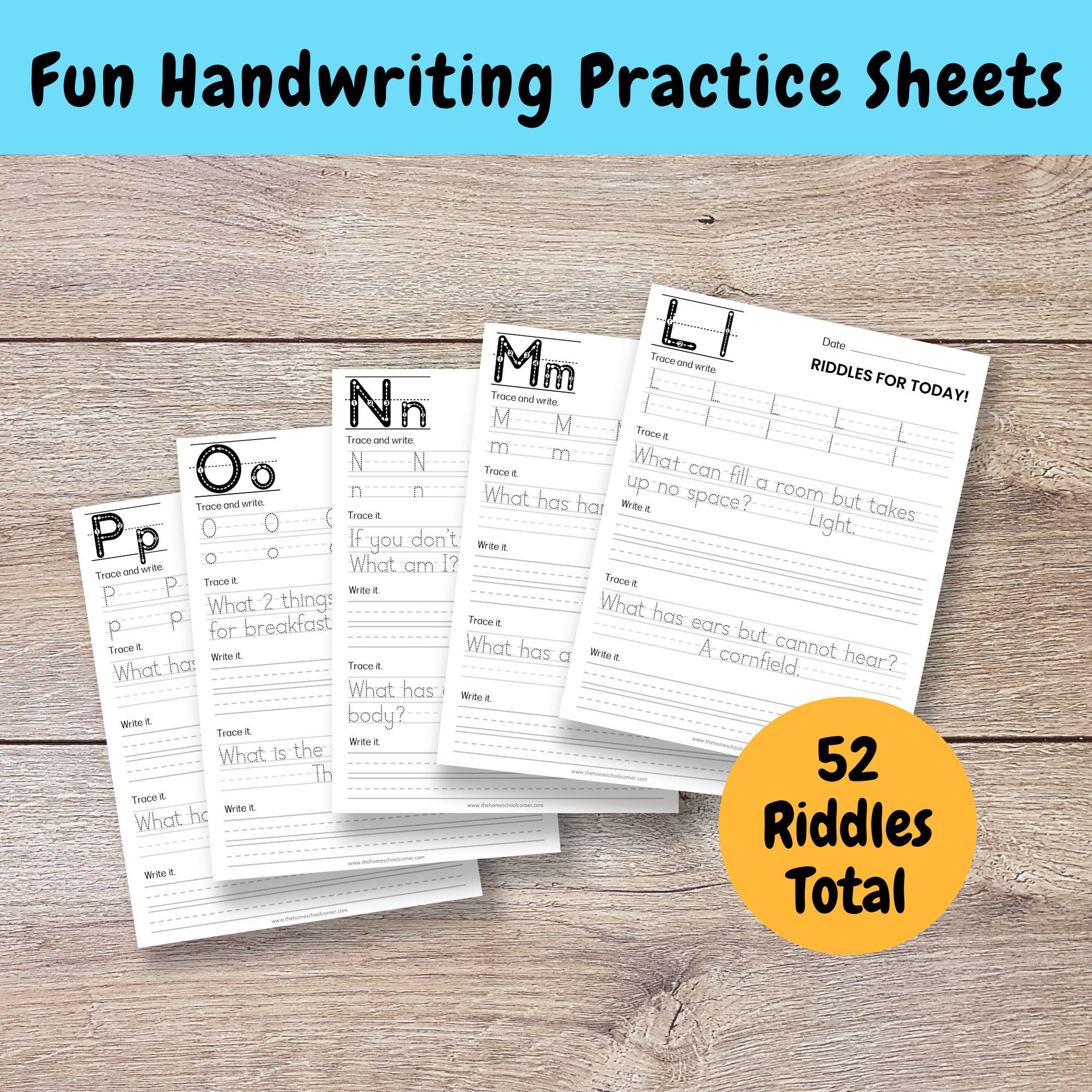 2nd Grade Handwriting Practice #3: Fun Riddles of the Day Print ...