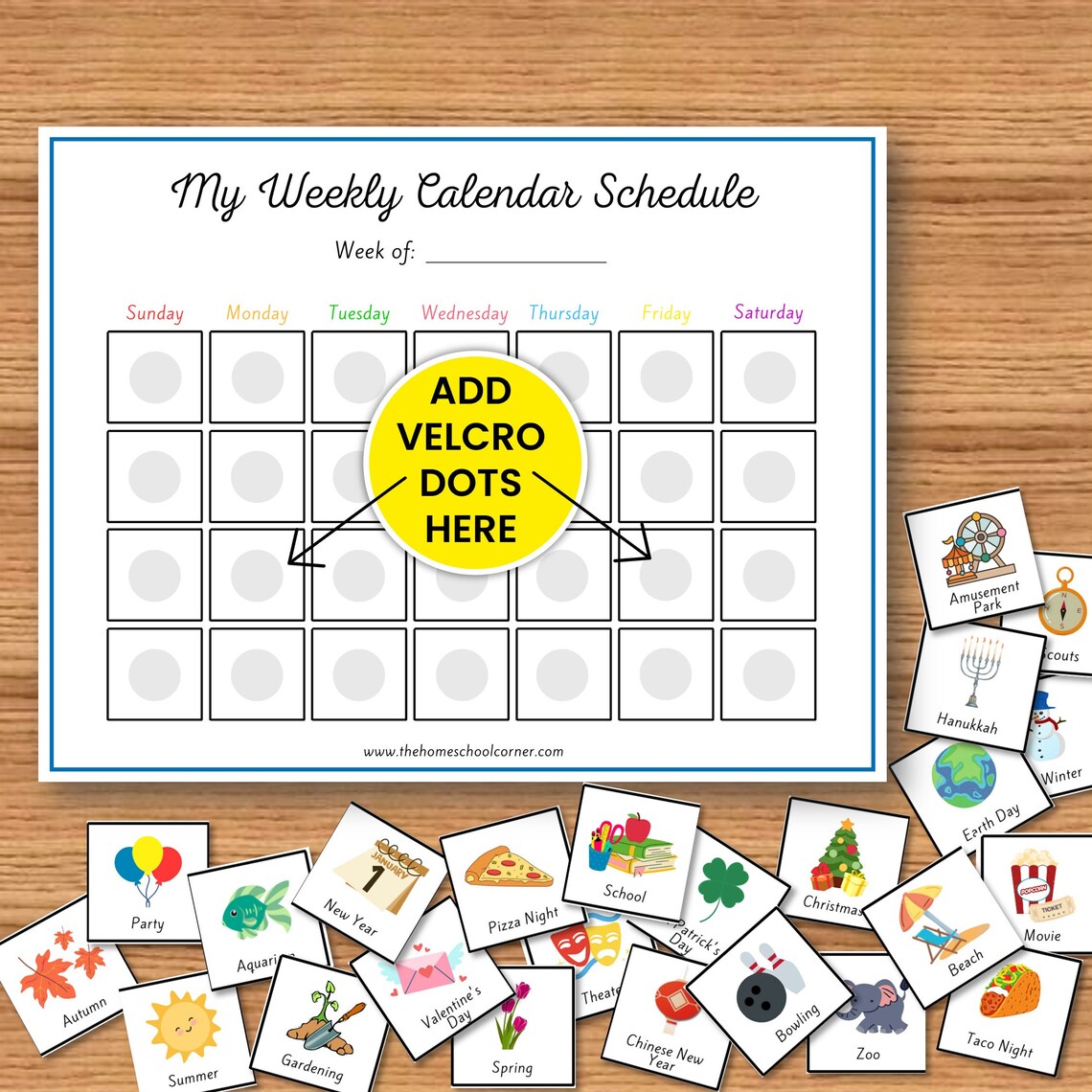 Weekly Kids Calendar, Printable Visual Schedule, Perpetual Calendar ...