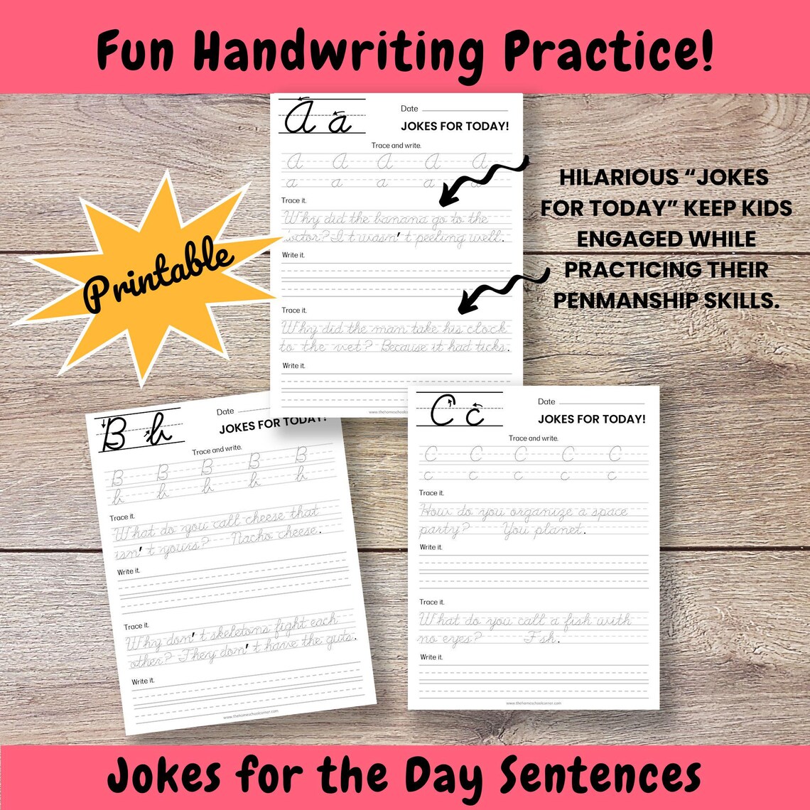Cursive Sentence Writing: Fun Jokes of the Day Write Sentences, Cursive ...
