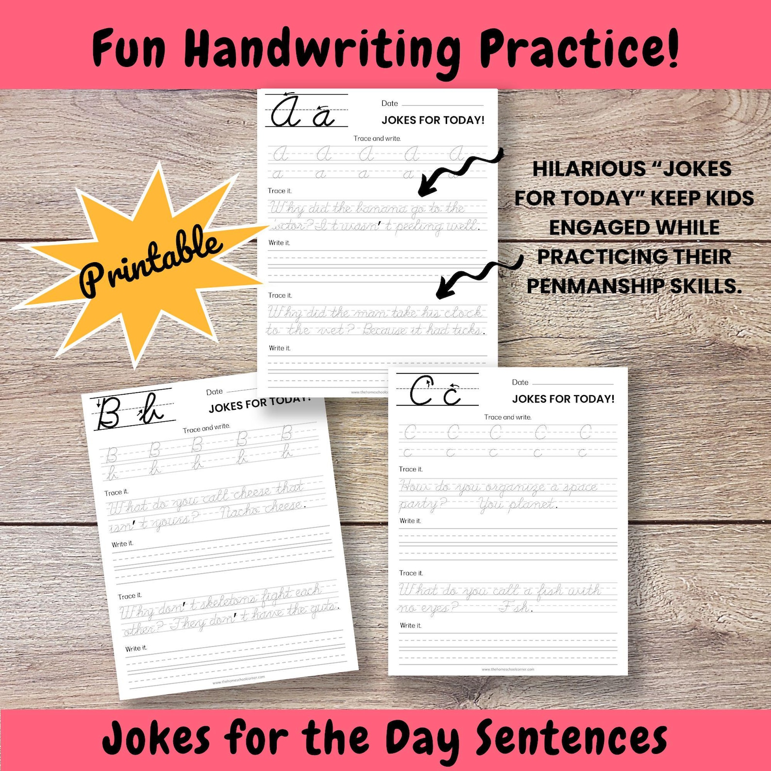 Cursive Sentence Writing: Fun Jokes of the Day Write Sentences, Cursive ...